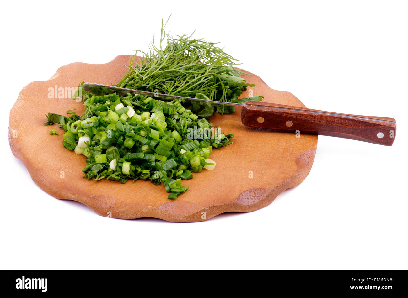 Chopped onion on wooden Cut Out Stock Images & Pictures - Alamy
