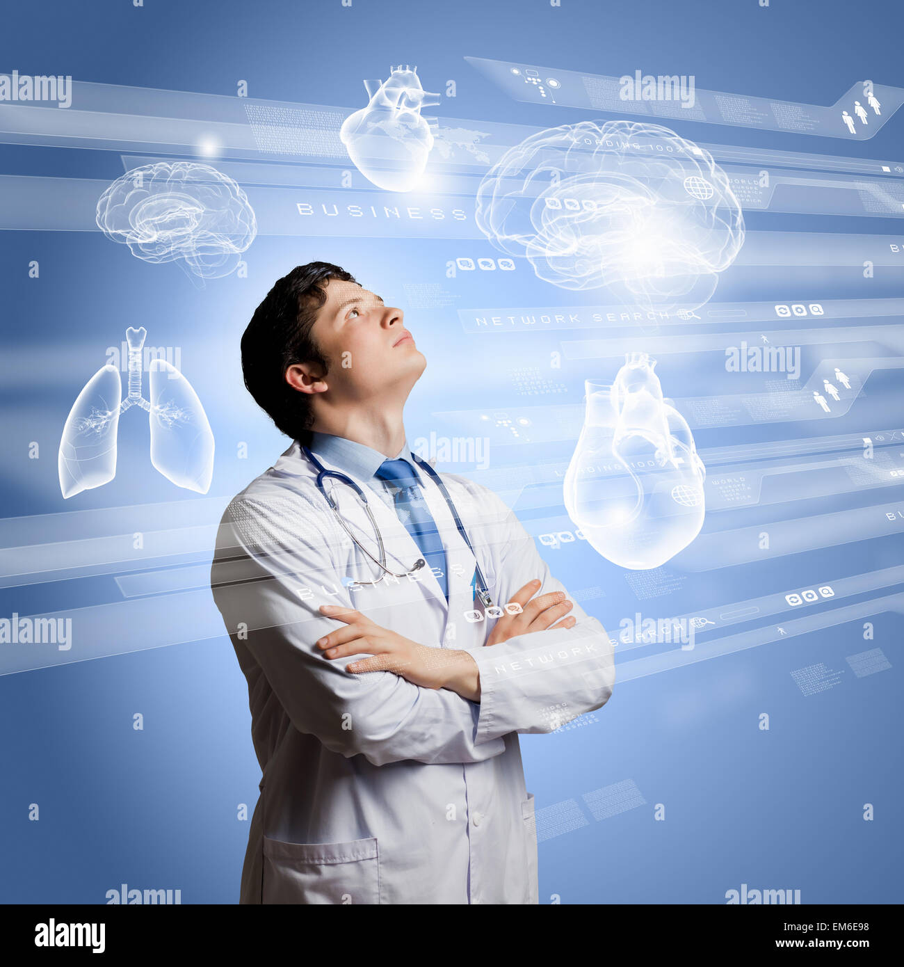 Male doctor thinking Stock Photo - Alamy