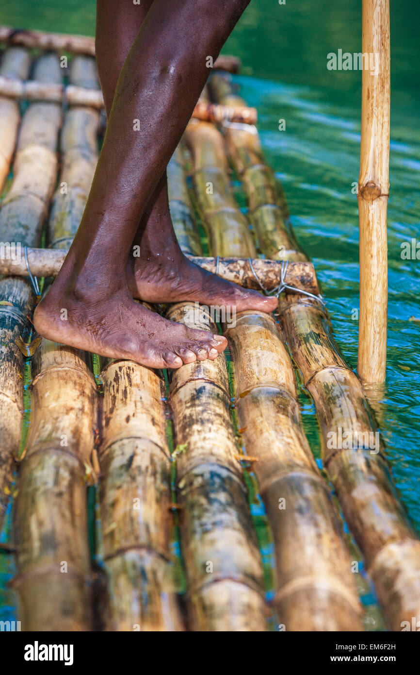 Captain's On Bamboo Boat Stock Photo - Alamy