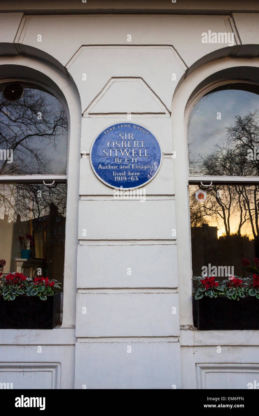 Sir Osbert Sitwell blue plaque, Carlyle Square, London Stock Photo - Alamy