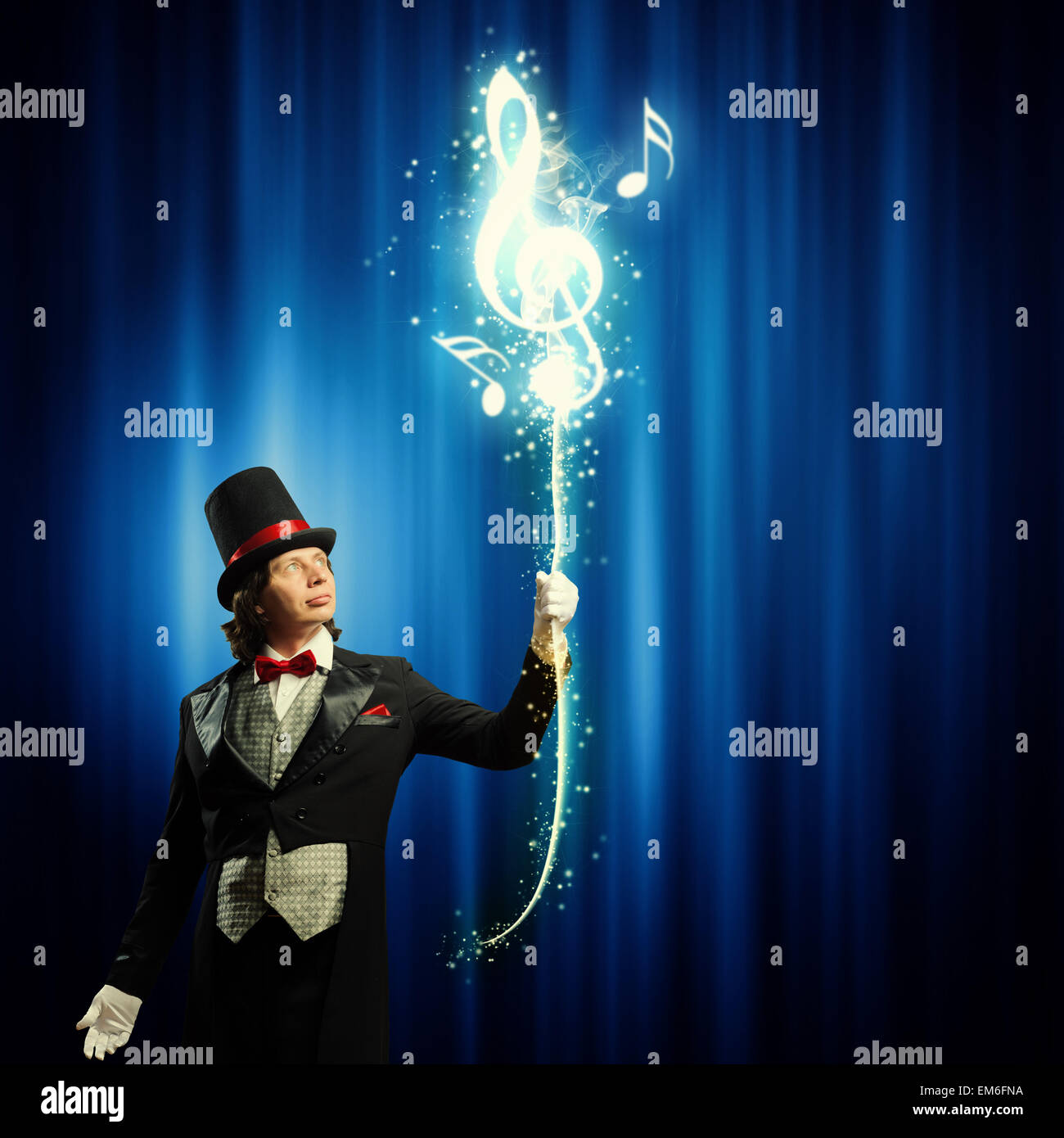 Magician in hat Stock Photo - Alamy