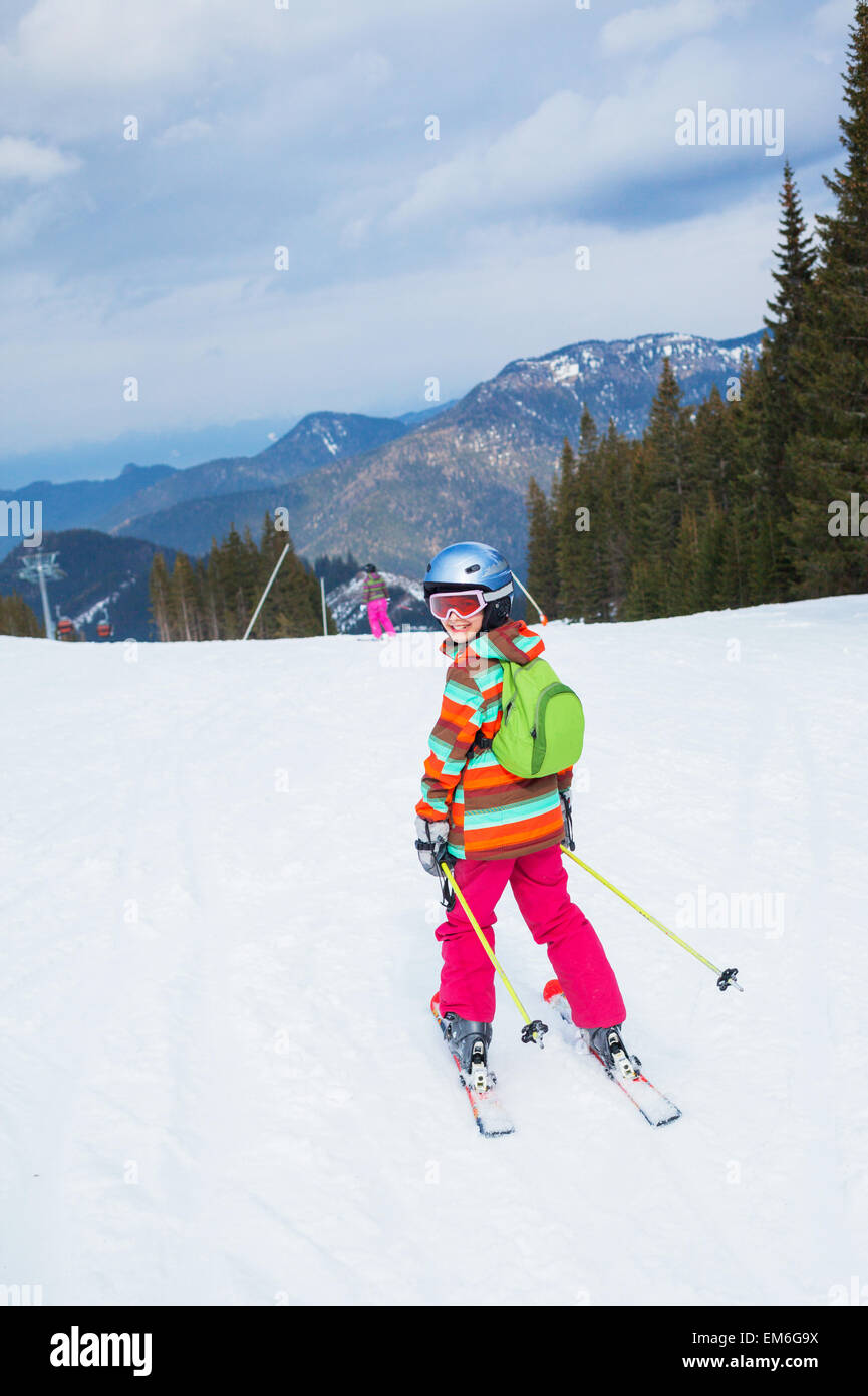Girl on skis Stock Photo - Alamy