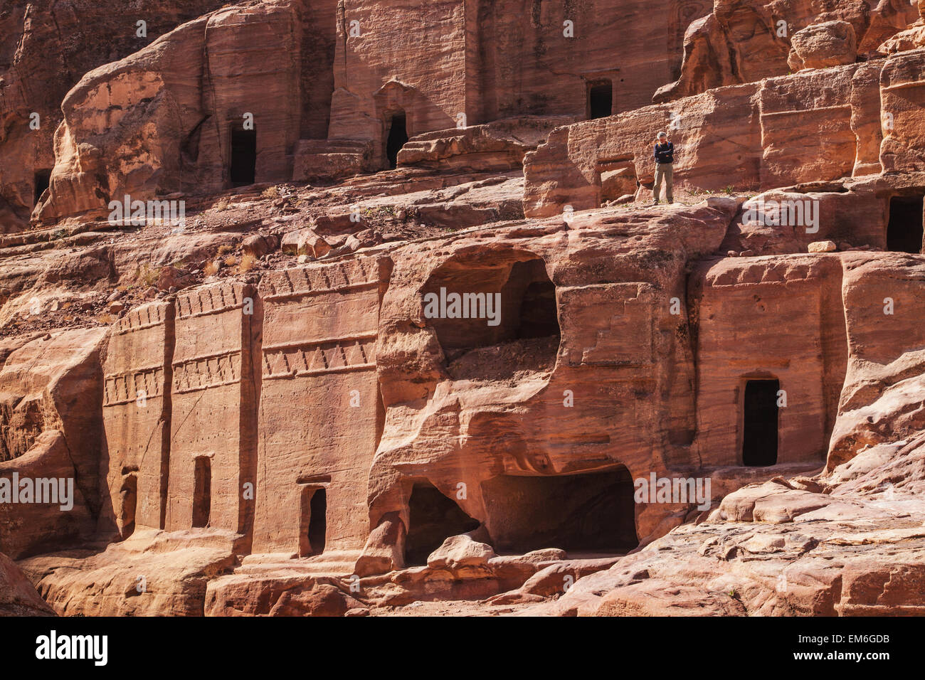 Jordan, Tourist viewing ancient buildings; Petra Stock Photo - Alamy