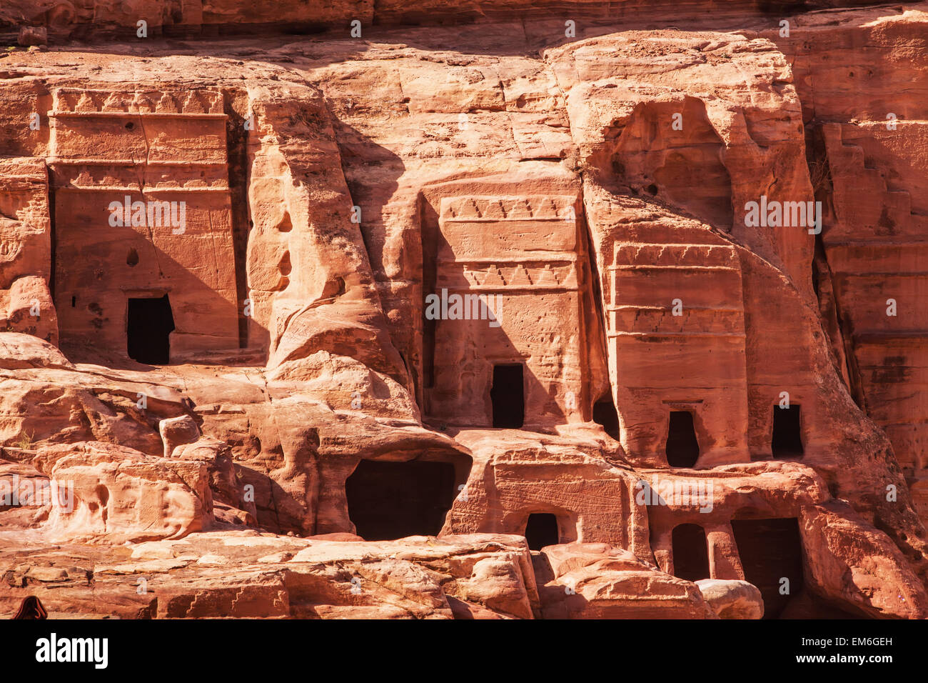 Jordan, Facades of ancient rock buildings; Petra Stock Photo - Alamy