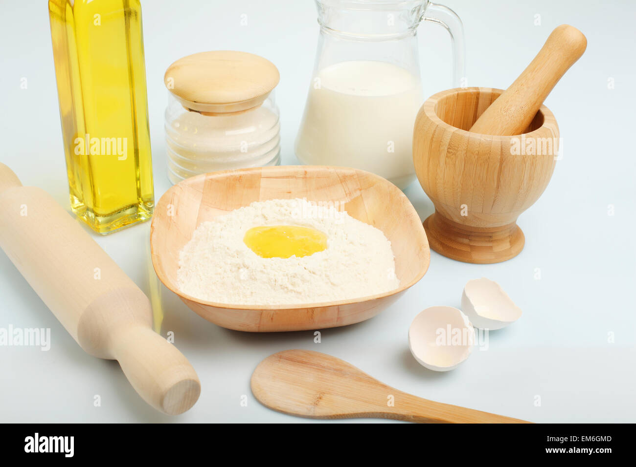 Different products to make bread Stock Photo - Alamy