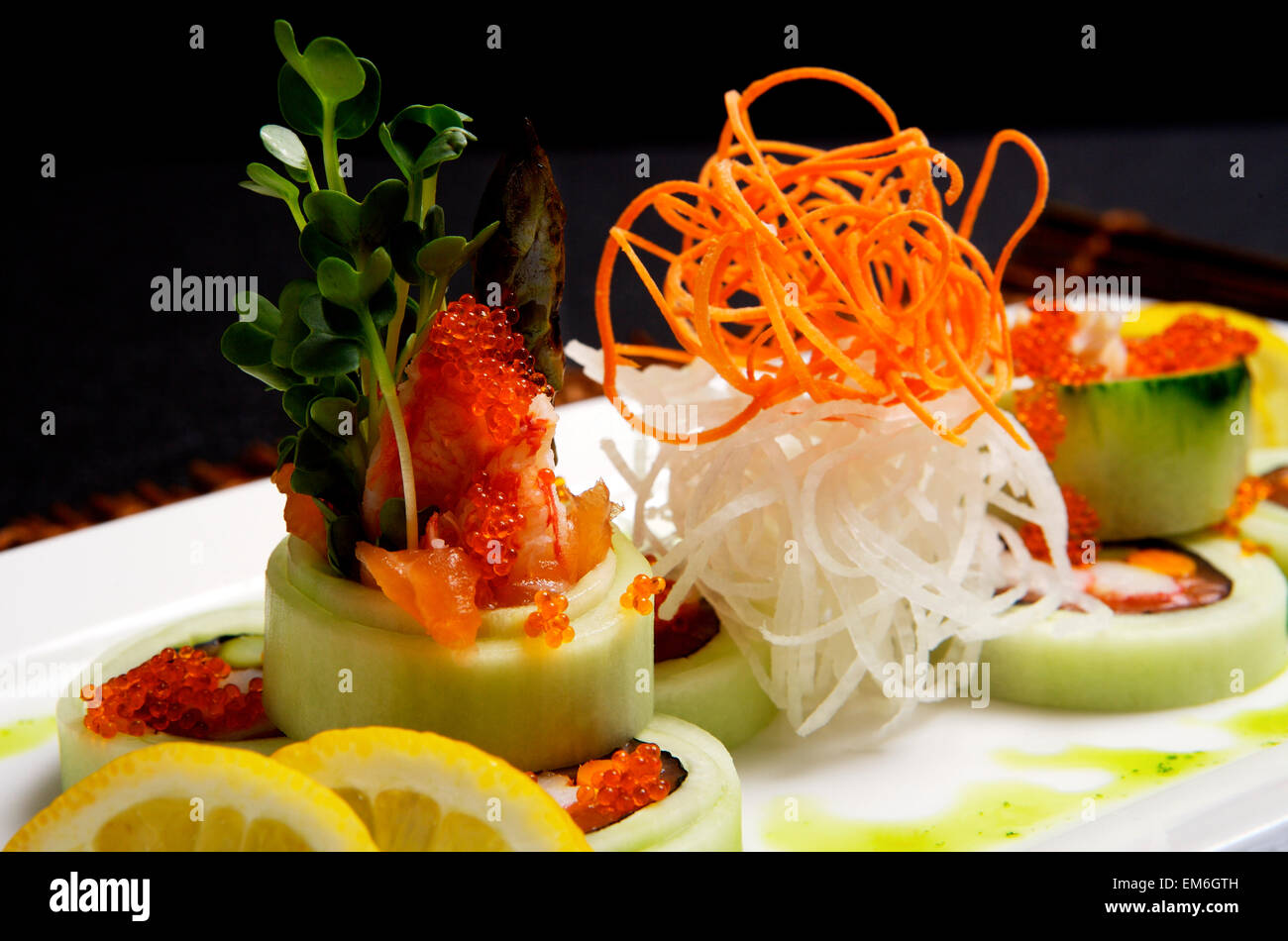 USA, California, Close Up View Of unique Sushi Platter; Santa Barbara ...