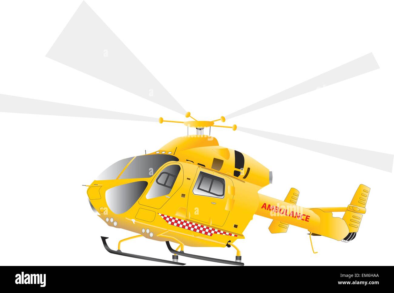 A detailed vector illustration of a Yellow Air Ambulance Helicopter in ...