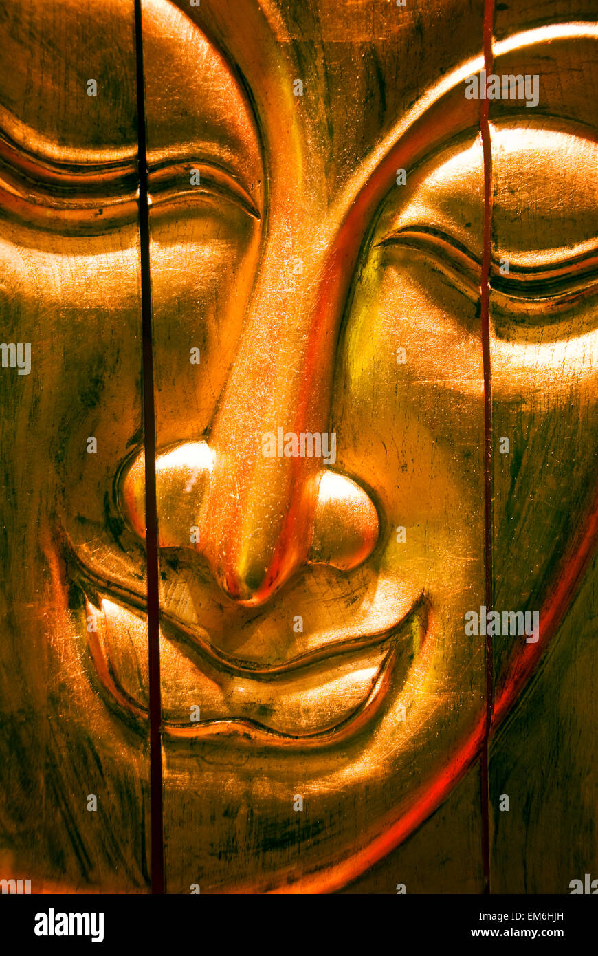 China, Wooden Buddha Face; Hong Kong Stock Photo - Alamy