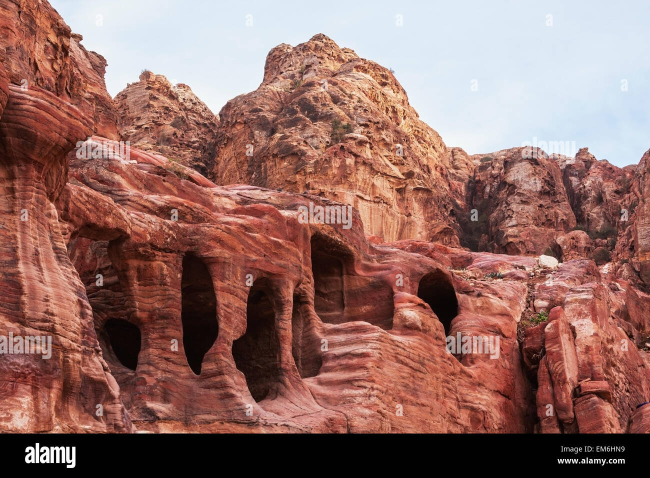 Jordan, Facade of ancient rock buildings; Petra Stock Photo - Alamy