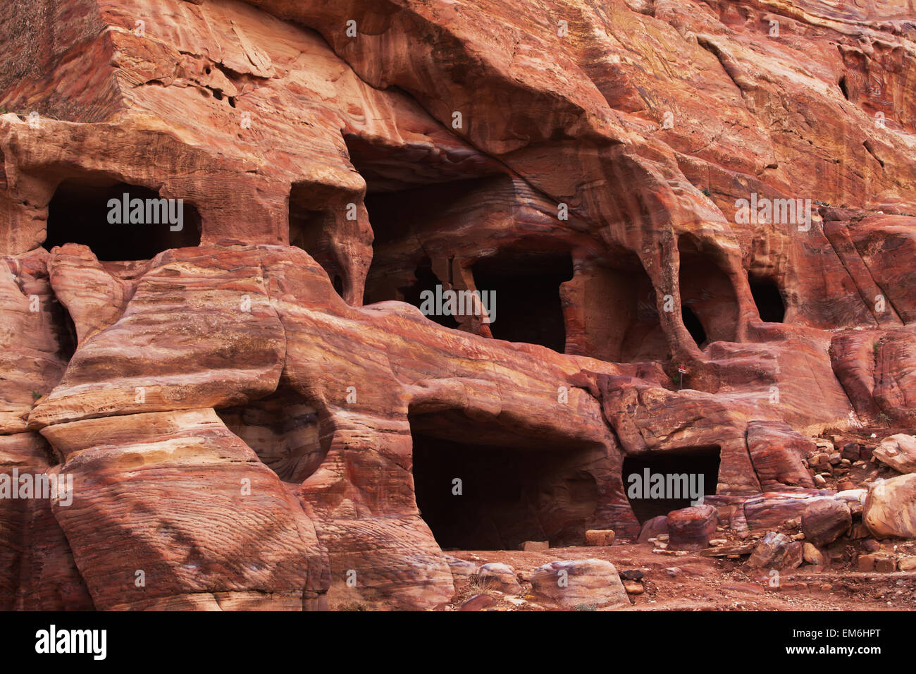 Jordan, Facade of ancient rock buildings; Petra Stock Photo - Alamy