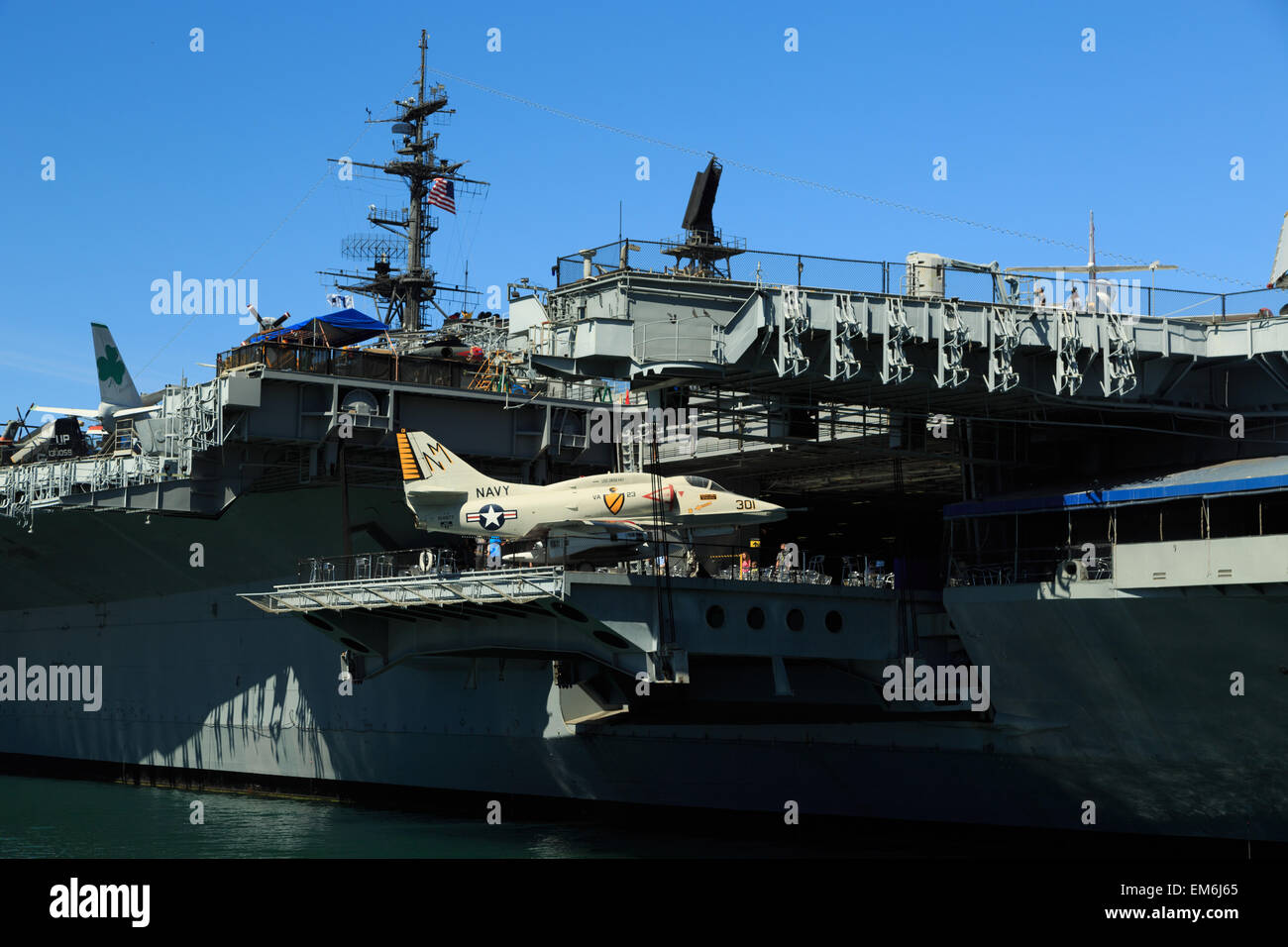 A photograph of the USS Midway (CV-41) Museum on San Diego Bay ...