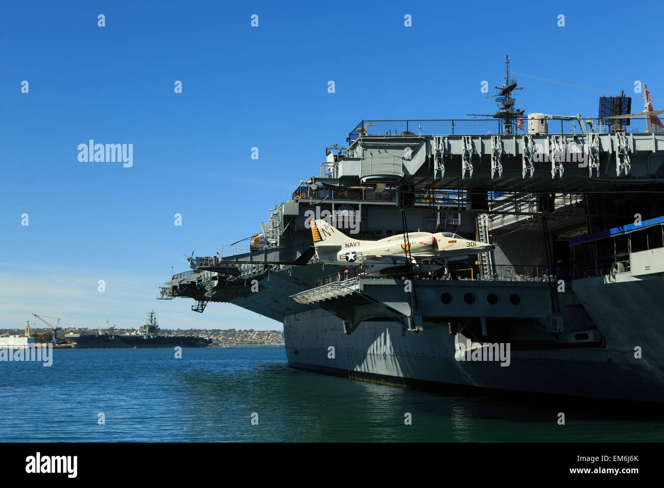 A photograph of the USS Midway (CV-41) Museum on San Diego Bay ...
