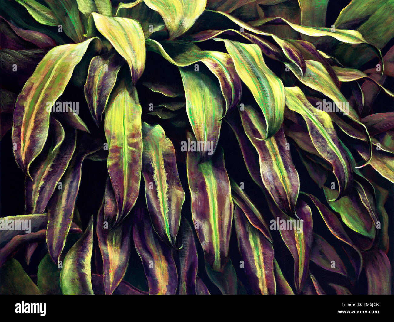Purple Ti, Layers Of Ti-Leaves (Acrylic Painting Stock Photo - Alamy