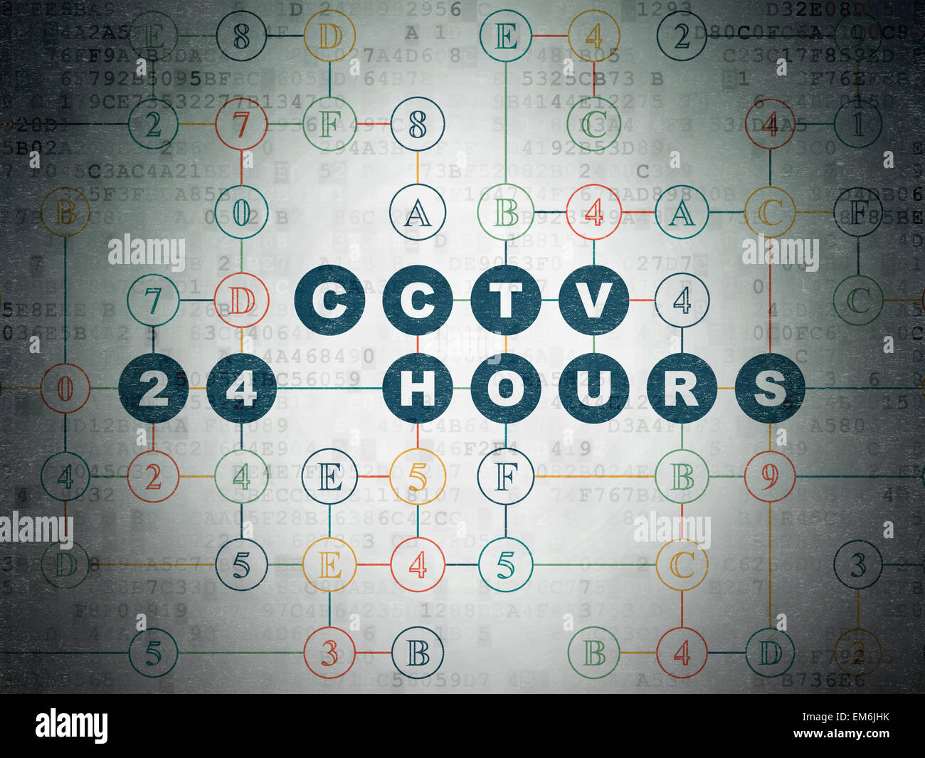 Security concept: CCTV 24 hours on digital background Stock Photo - Alamy