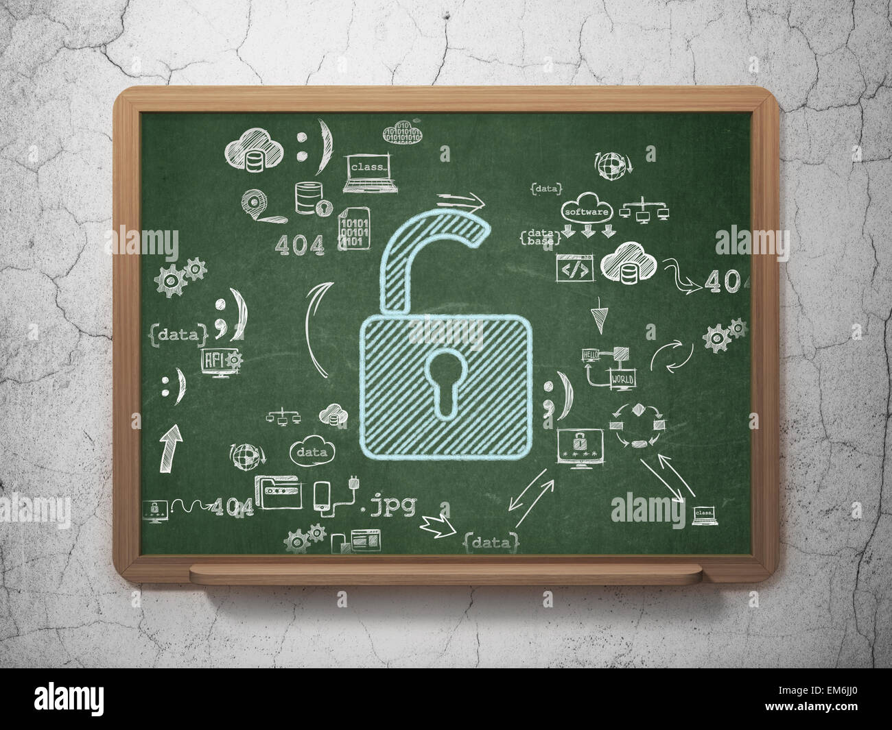 Safety concept: Opened Padlock on School Board background Stock Photo - Alamy
