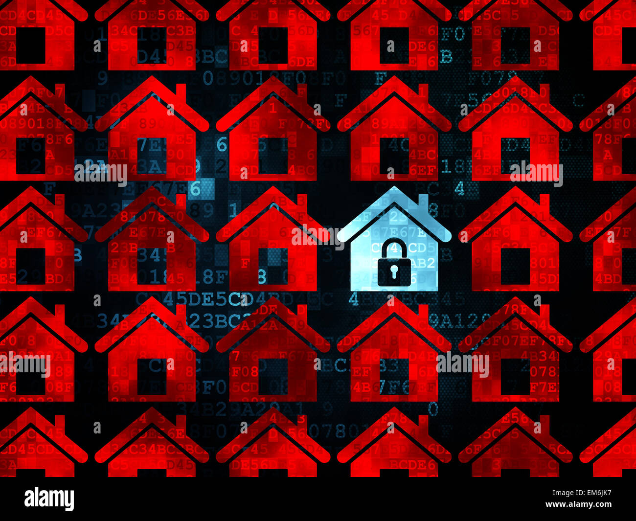 Privacy concept: blue home icon on Digital background Stock Photo - Alamy