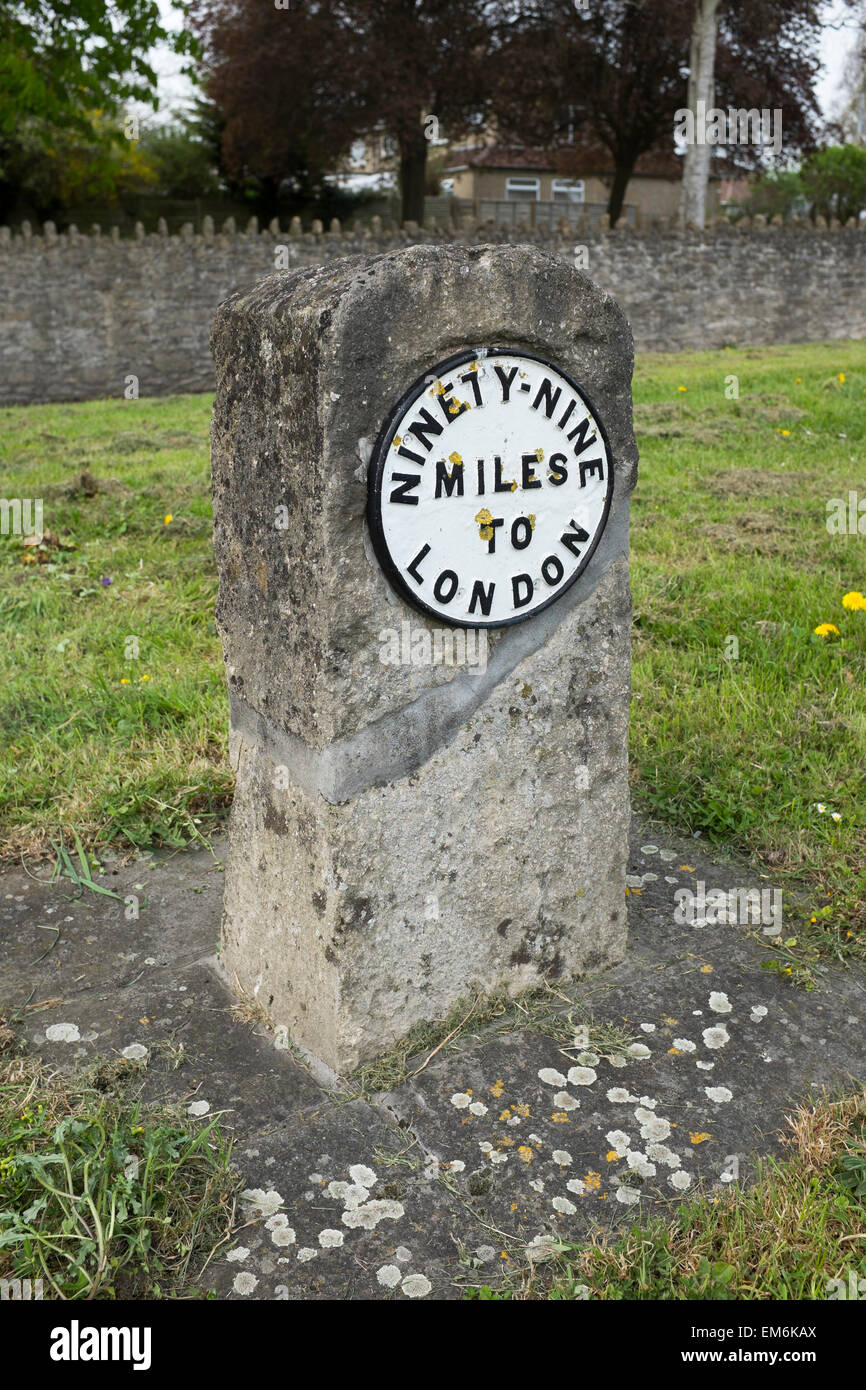 Ninety Nine Miles to London Milestone Marker Stock Photo - Alamy