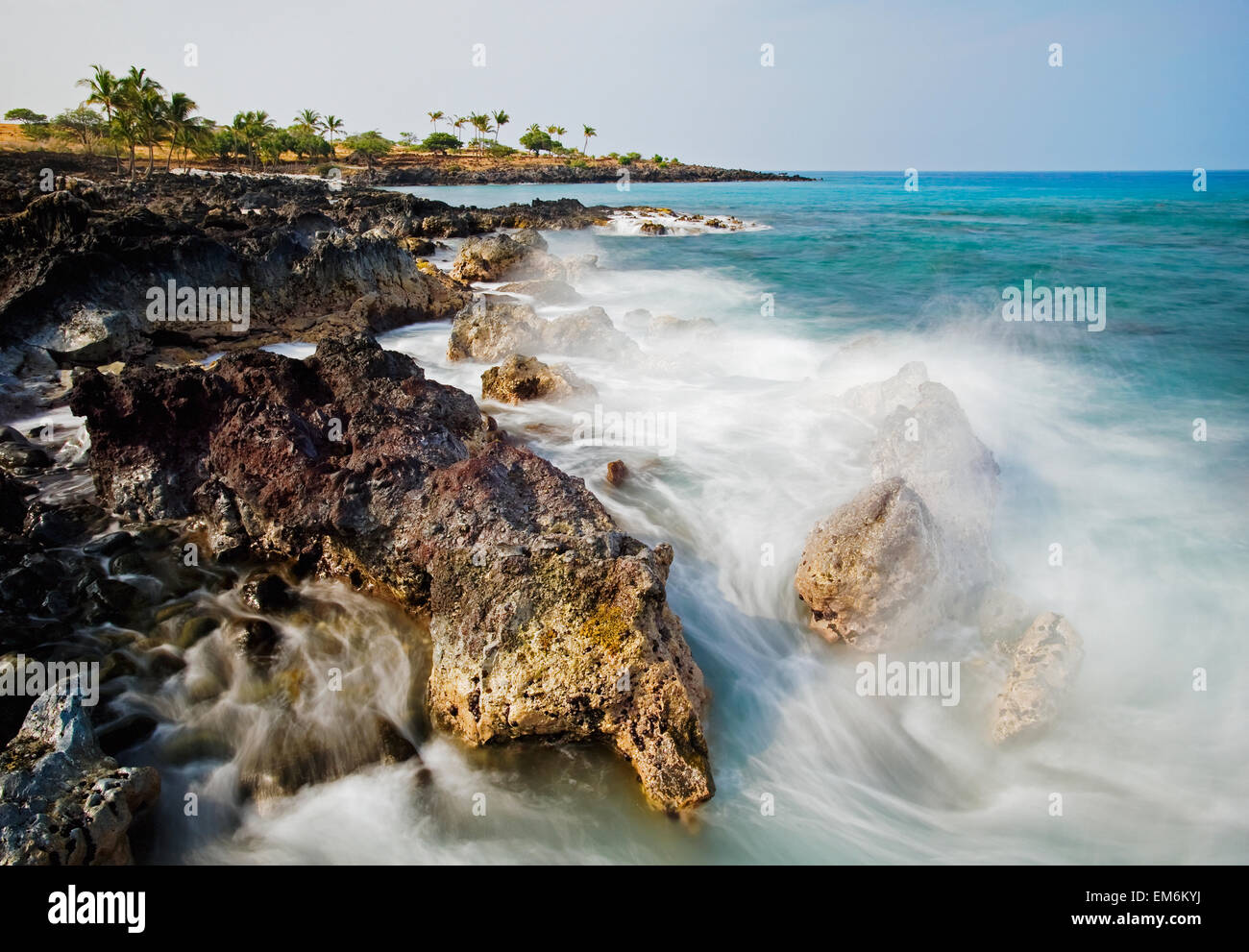 USA, Hawaii, Big Island, Shoreline Surf At Lapakahi State Park ; North ...
