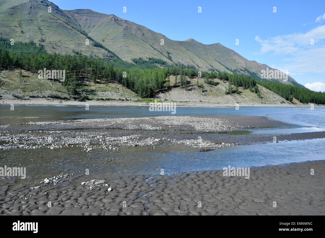 Mountain river Suntar. Landscape of the far corners of the earth in ...