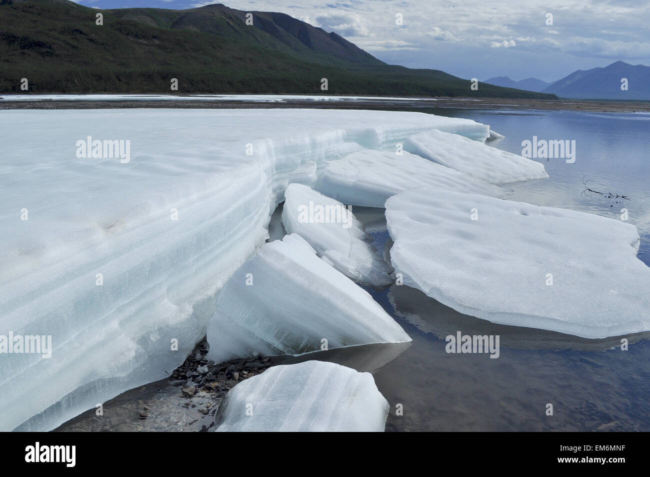 Russia, Yakutia, a ridge of Suntar-khayata, river Suntar, August. The ...