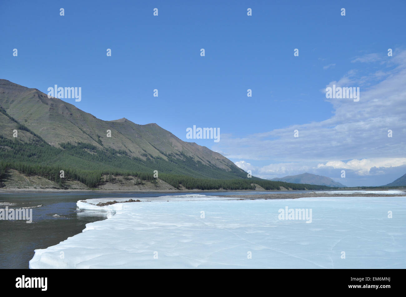 Russia, Yakutia, a ridge of Suntar-khayata, river Suntar, August. The ...