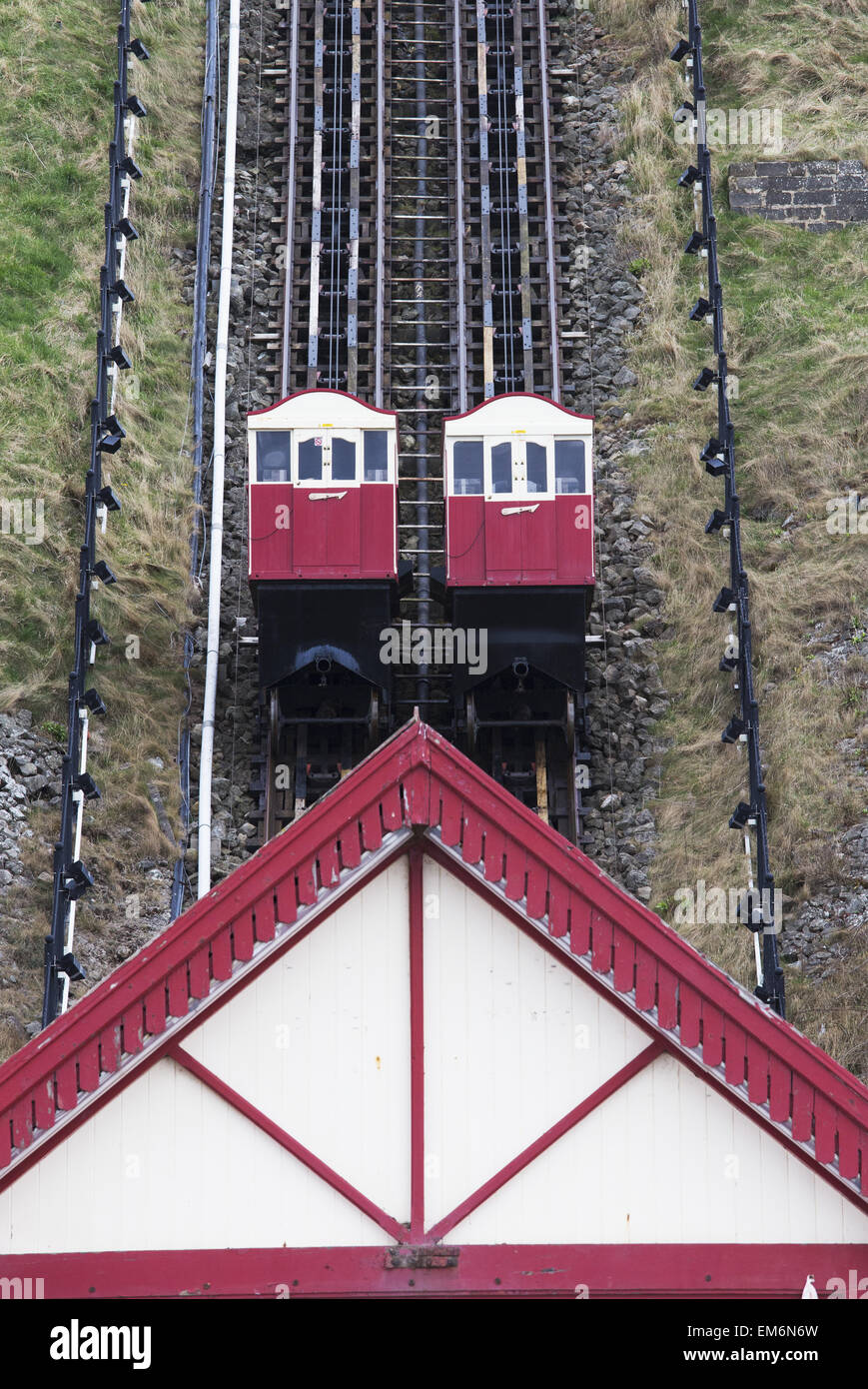 Funicular going up and down the hill; Saltburn, North Yorkshire ...