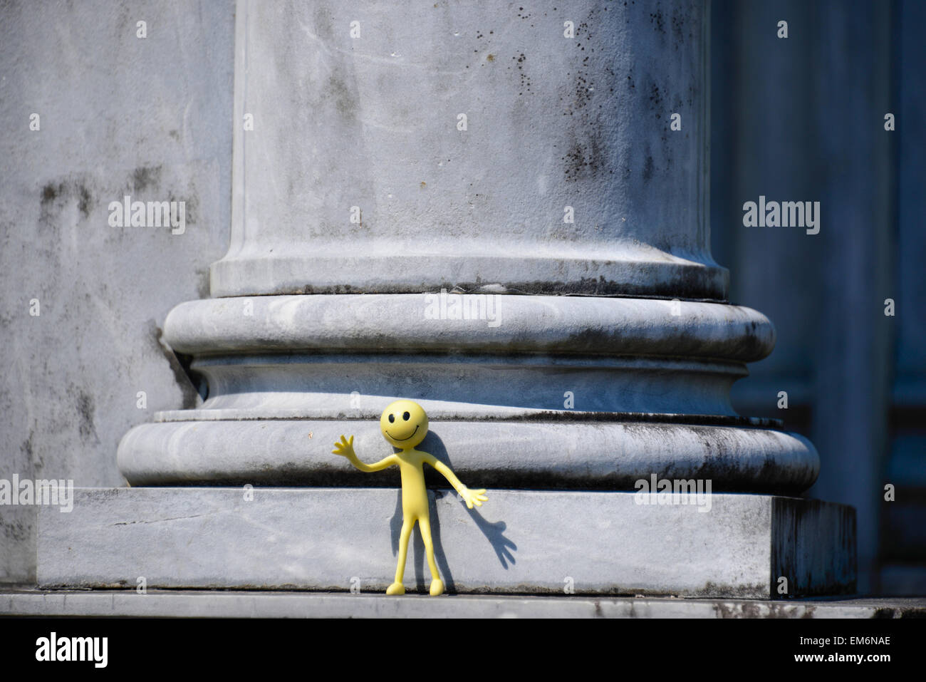Yellow Smiley Man on holiday in the Outer Hebrides - Here he's standing ...