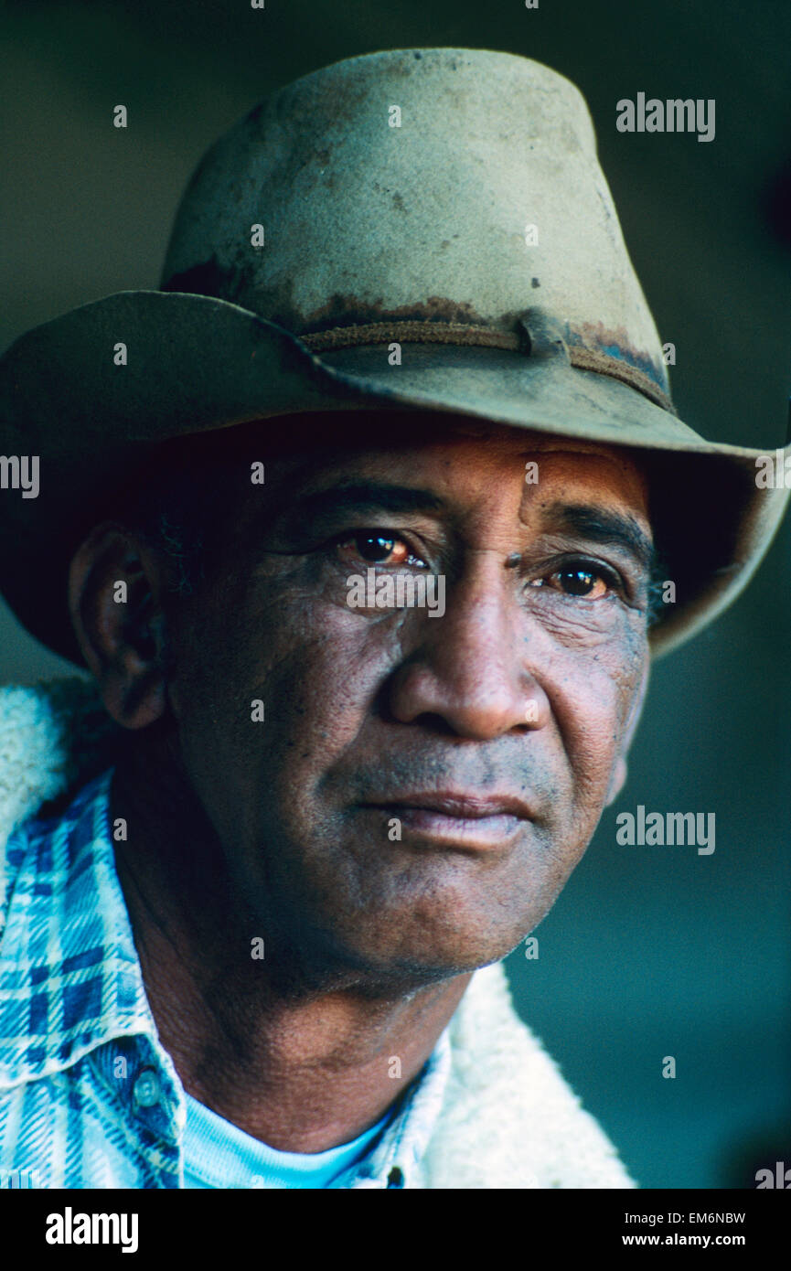 USA, Hawaii, Big Island, Portrait Of Cowboy; North Kohala, Kahua Ranch ...