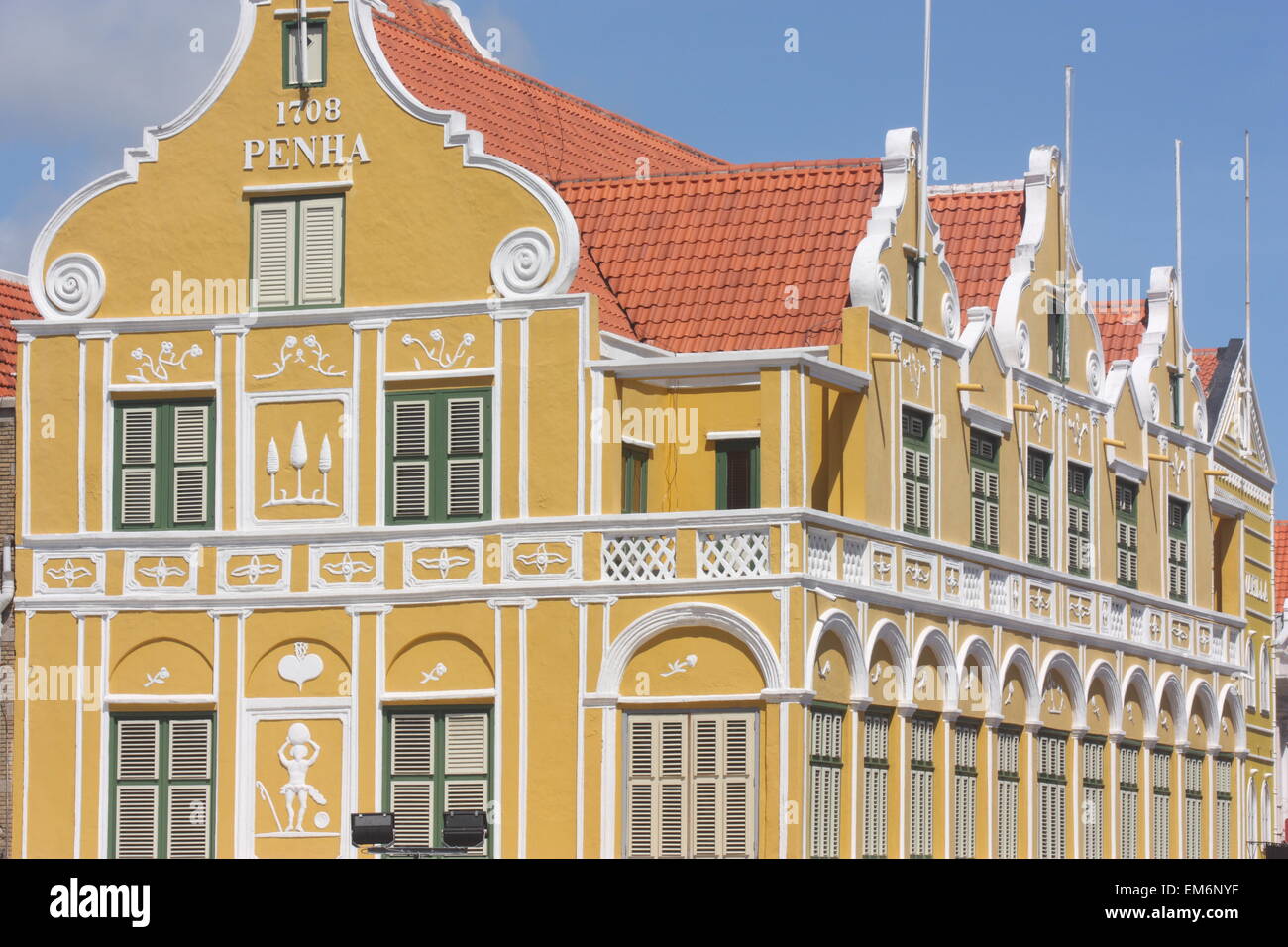 the Penha building on Handelskade in Willemstad, Curacao, Dutch ...