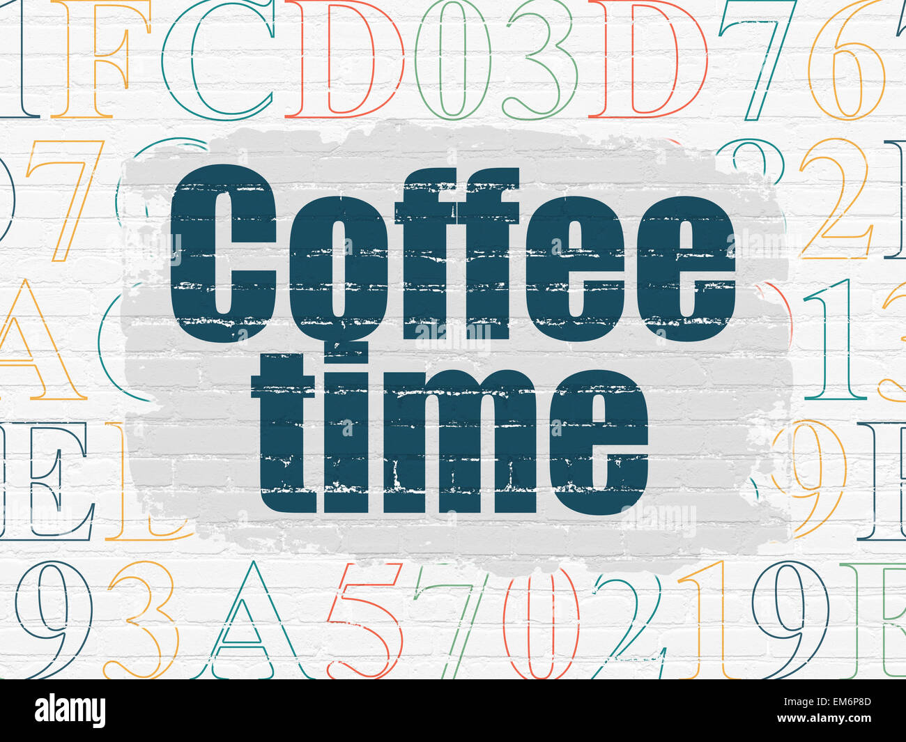 Timeline concept: Coffee Time on wall background Stock Photo - Alamy