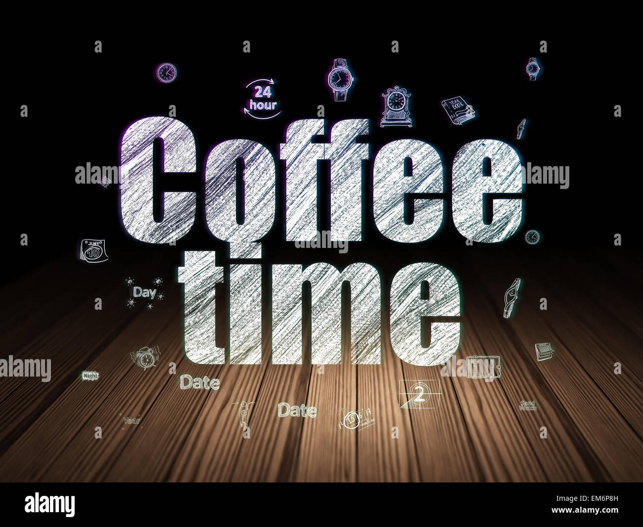 Time concept: Coffee Time in grunge dark room Stock Photo - Alamy