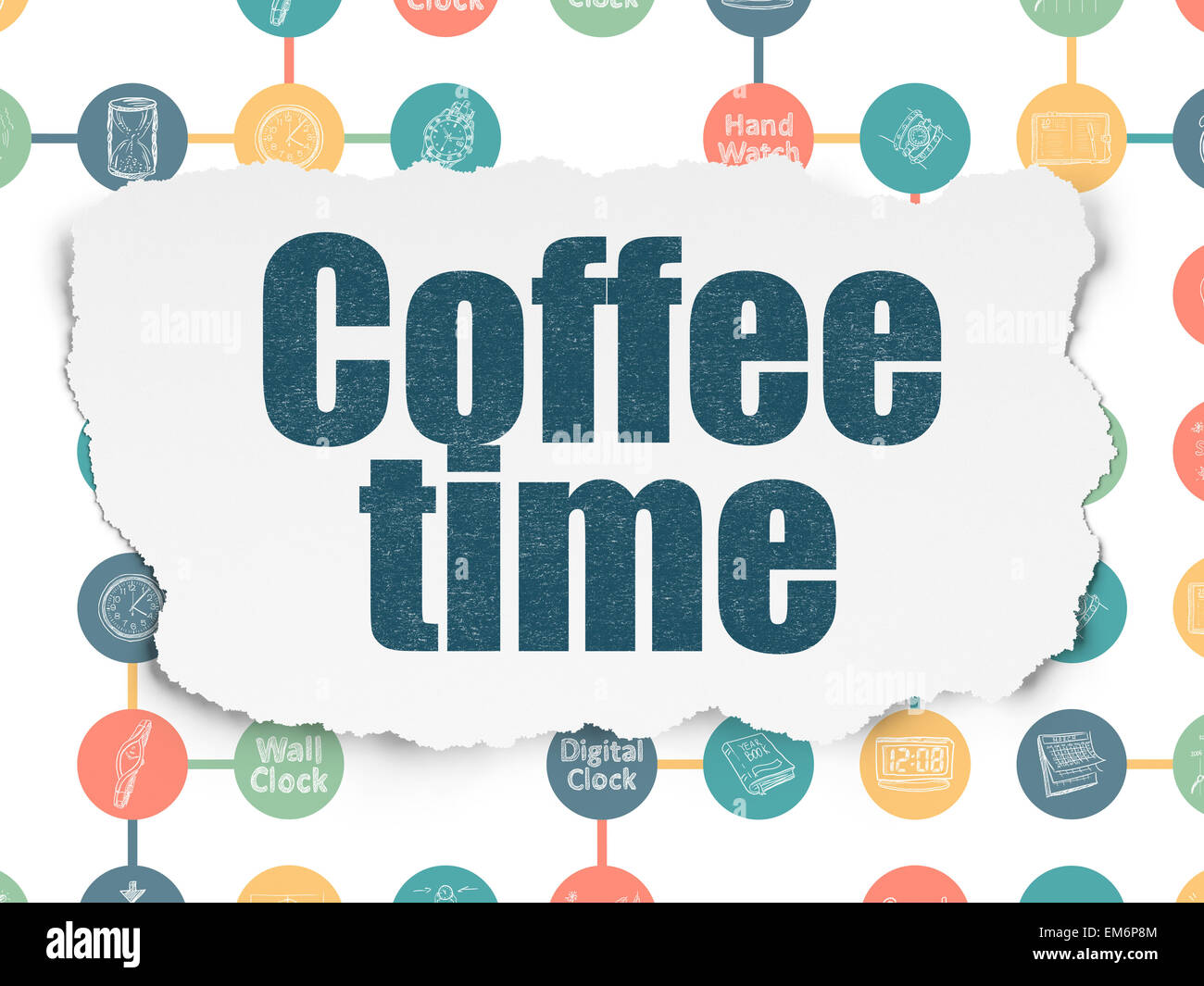 Timeline concept: Coffee Time on Torn Paper background Stock Photo - Alamy