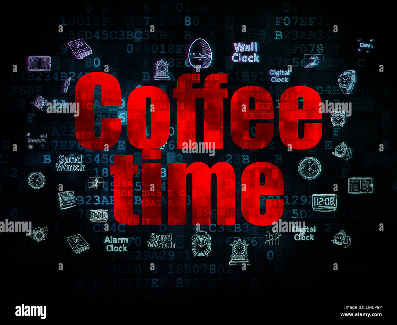 Timeline concept: Coffee Time on Digital background Stock Photo - Alamy