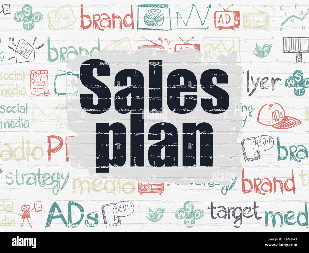 Marketing concept: Sales Plan on wall background Stock Photo - Alamy