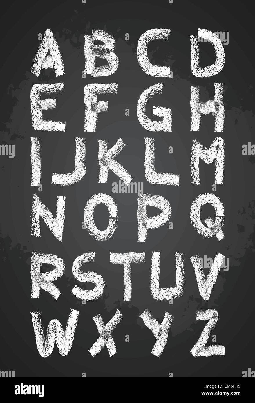 Hand drawn chalk alphabet vector, capital letters, back to school ...