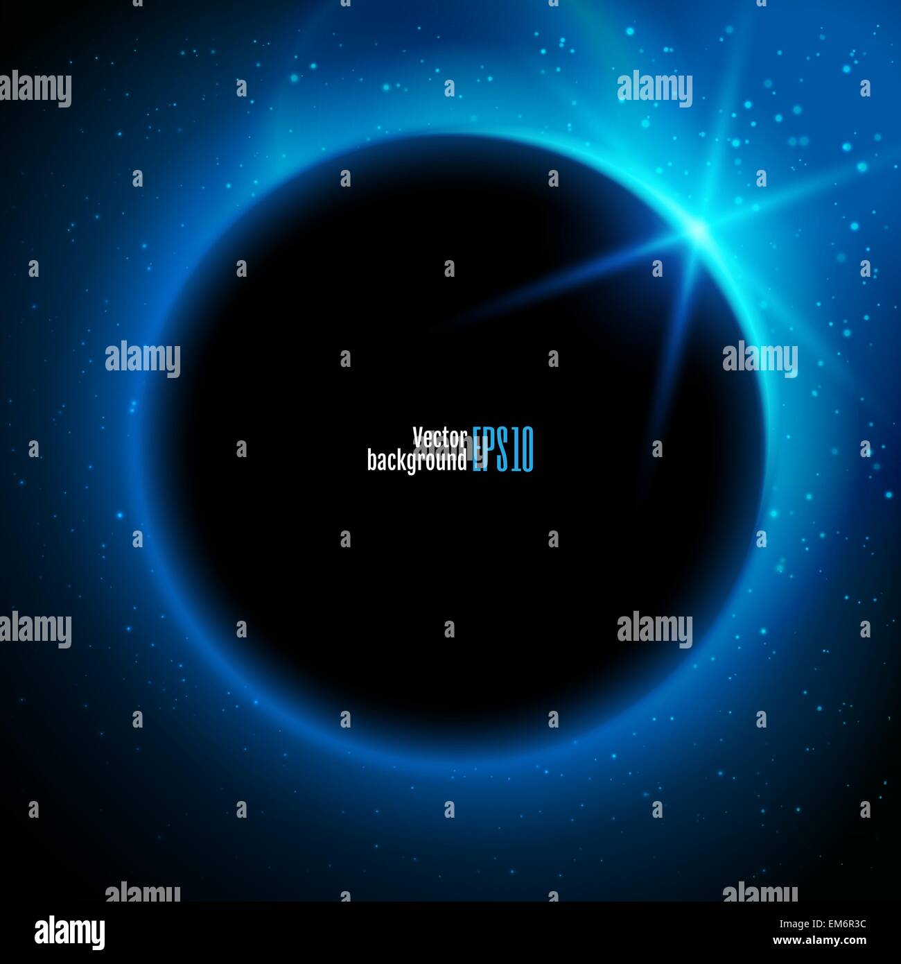 Eclipse illustration, planet in space in blue rays of light vector background Stock Vector Image ...