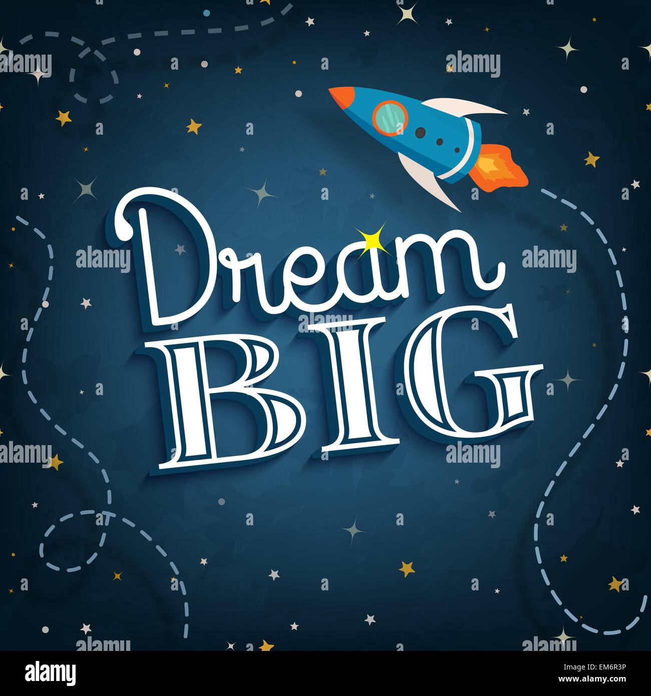Dream big, cute inspirational typographic quote poster, vector ...