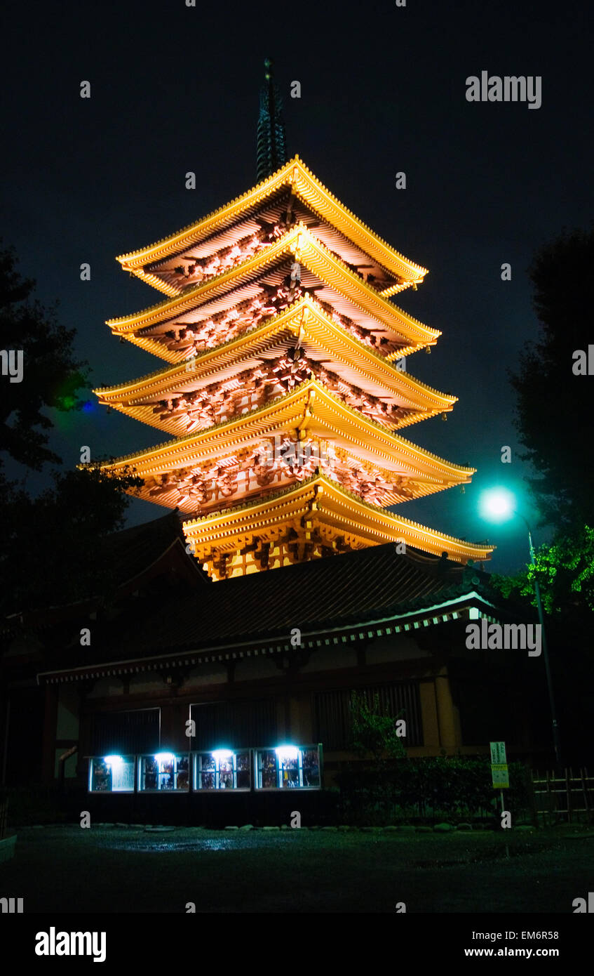 Japan, Tokyo, Asakusa, Five-Story Pagoda; Senso-Ji Temple Stock Photo ...