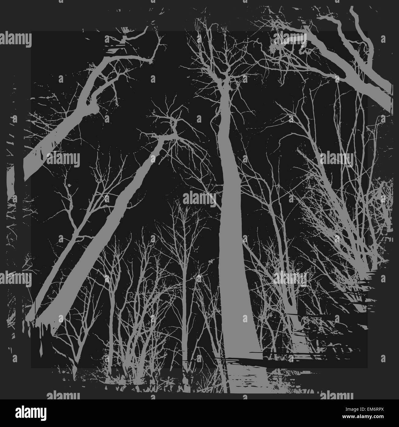 Dark creepy foggy forest Stock Vector Images - Alamy