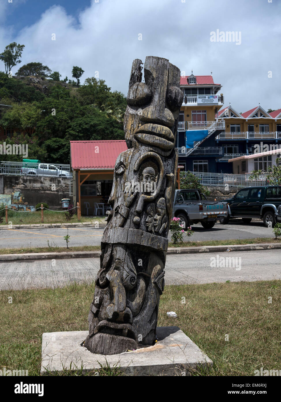 Totem bus station Port Mathurin Rodrigues island Stock Photo - Alamy