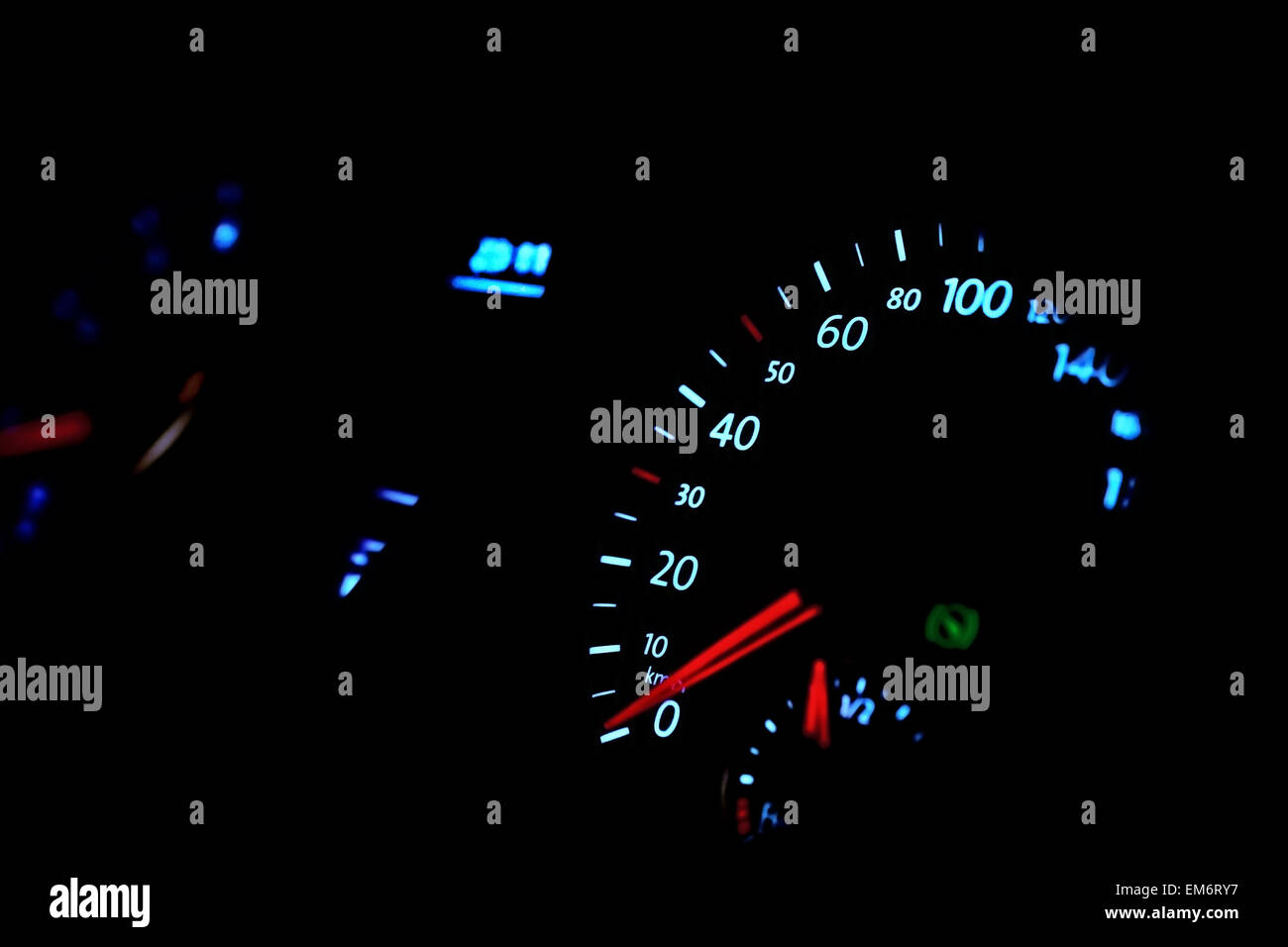 Car dashboard with speedometer, glow in the dark Stock Photo - Alamy