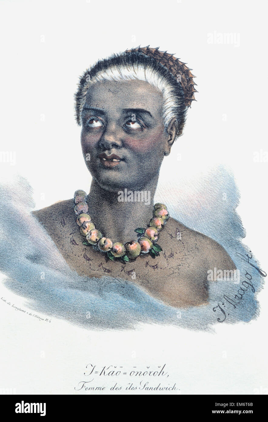 C.1819, I Kao Onoroh, A Female Of The Sandwich Islands, Jacques Arago ...