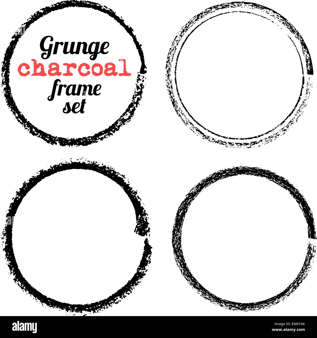 Set of four grunge circle charcoal frames vector Stock Vector Image ...
