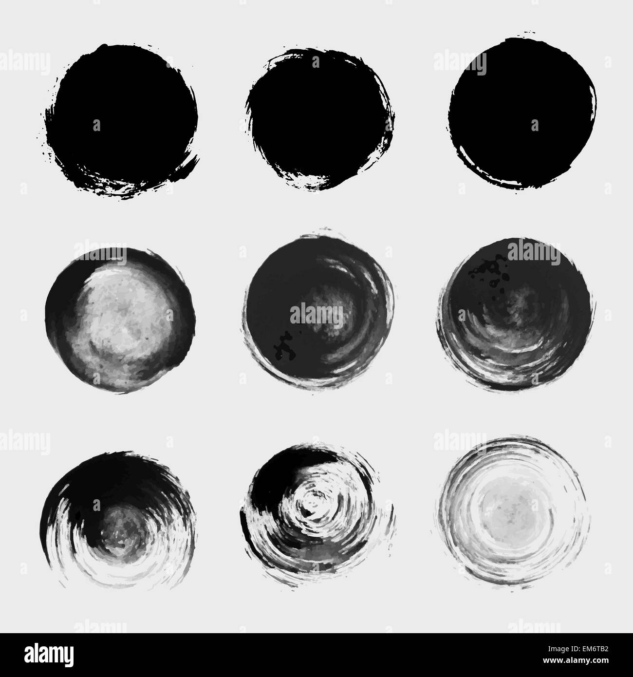 Grunge paint circle vector element set. Brush smear stain texture Stock ...
