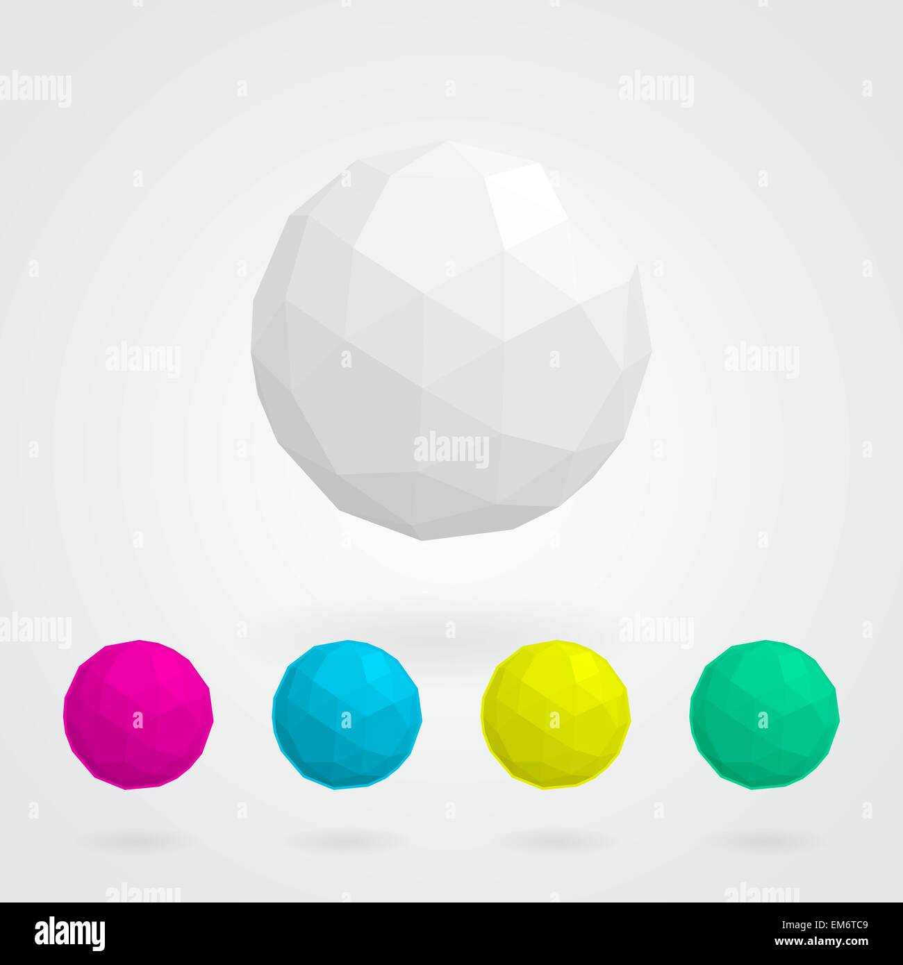 Abstract sphere made of geometric shapes (in white,purple,blue,yellow ...