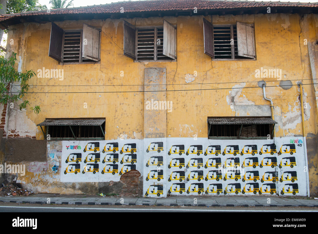Tuk Tuks painted on a wall in Fort Kochi, Kerala India Stock Photo - Alamy