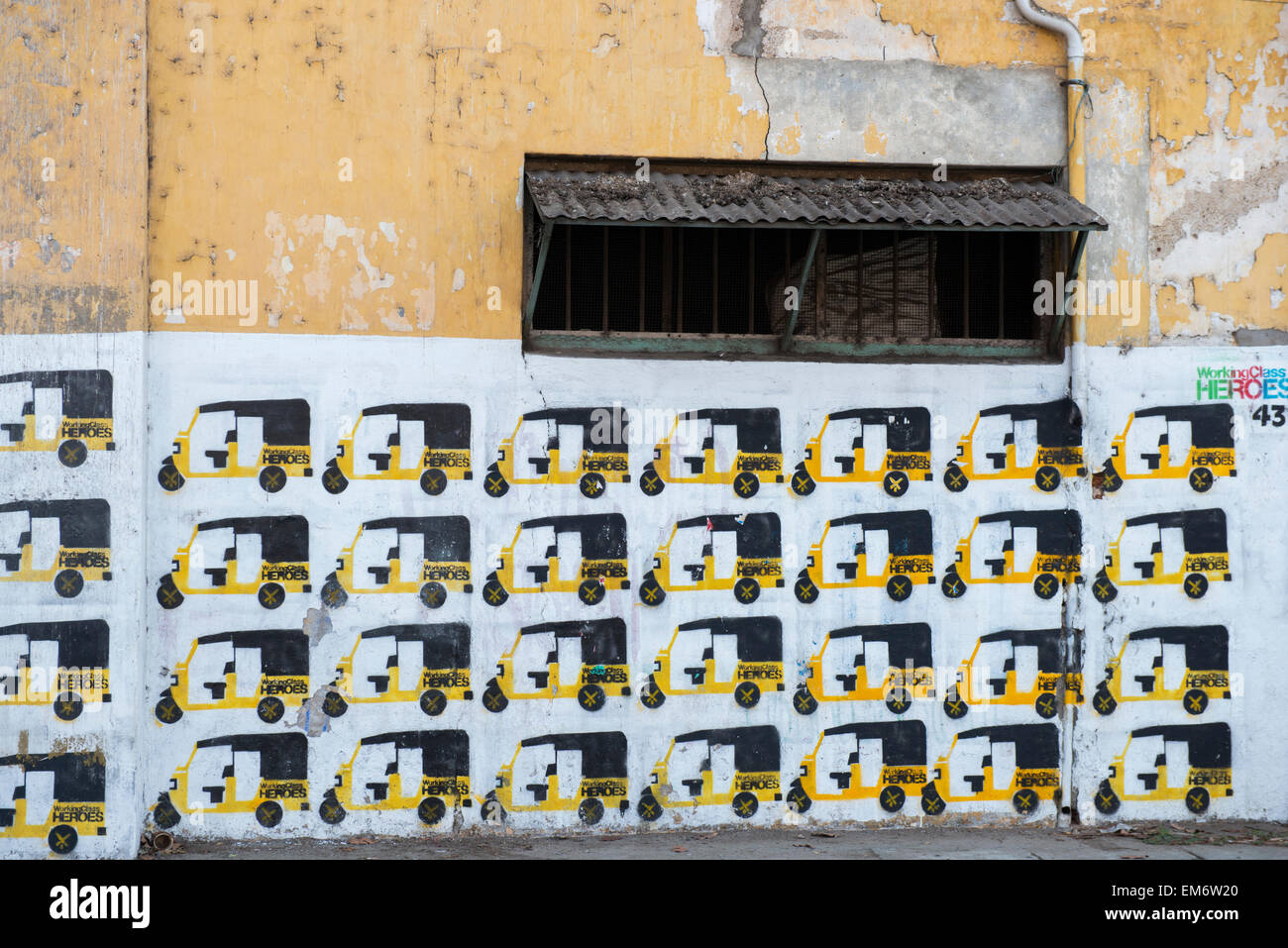 Tuk Tuks painted on a wall in Fort Kochi, Kerala India Stock Photo - Alamy
