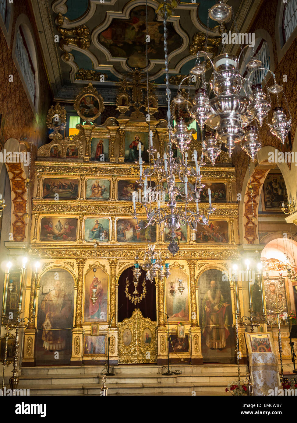 Interior of Greek Orthodox church Stock Photo - Alamy
