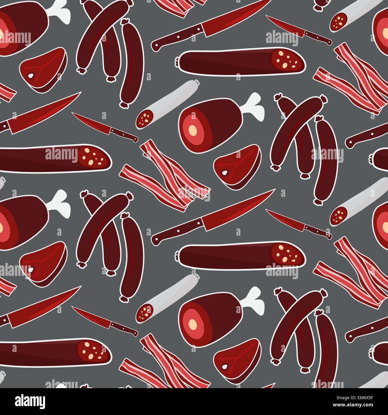 Seamless Vector Meat Pattern On Grey Stock Vector Image And Art Alamy
