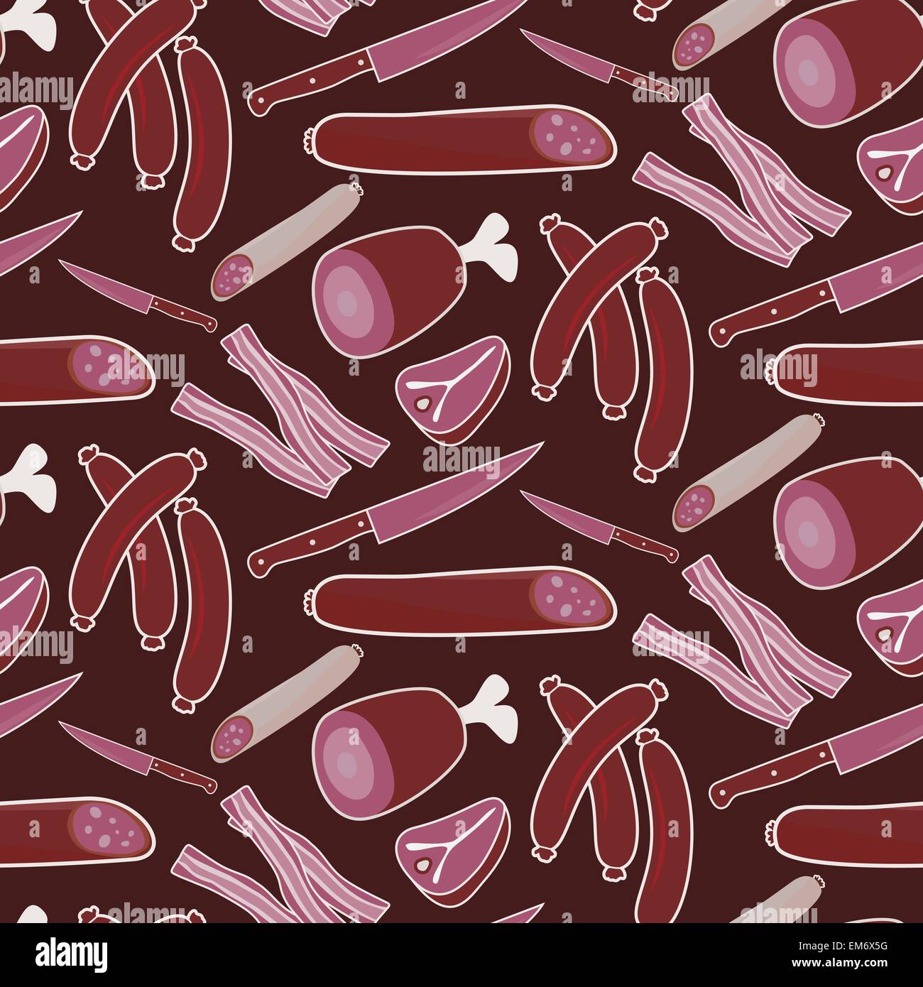 Seamless Vector Meat Pattern On Brown Stock Vector Image And Art Alamy